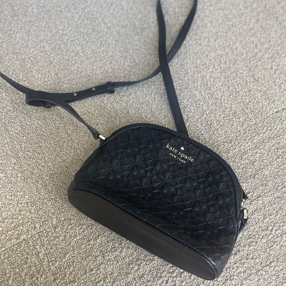 kate spade | Bags | Kate Spade Black Floral Embossed Crossbody Bag ...